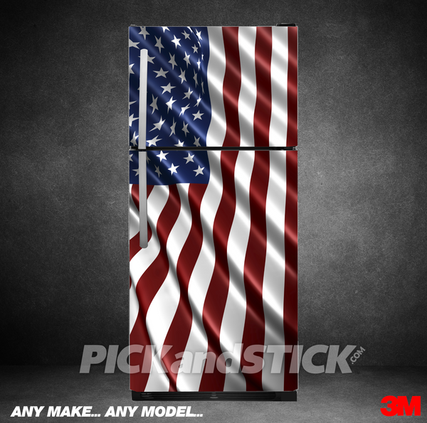 American Flag Waving Refrigerator Wrap - PickandStick.com