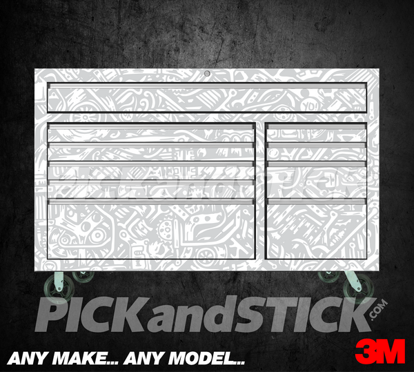 72" White Mechanic Graffiti Toolbox Wrap - PickandStick.com