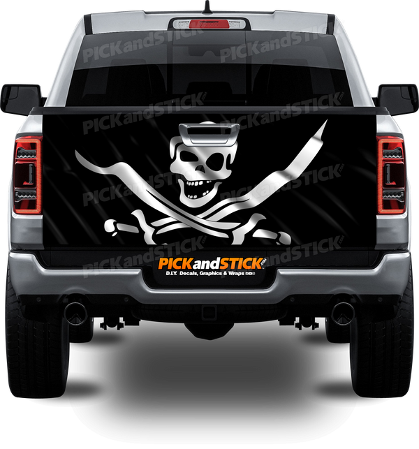 Pirate Skull Flag Tailgate Wrap - PickandStick.com