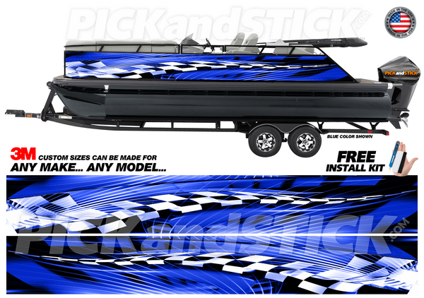 Checkered Abstract Pontoon Wrap - PickandStick.com