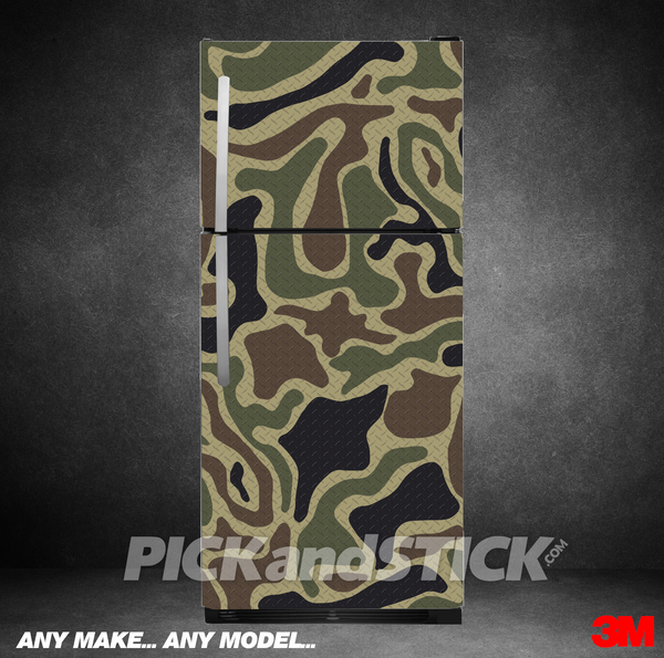 Diamond Plate Camo 3 Refrigerator Wrap - PickandStick.com